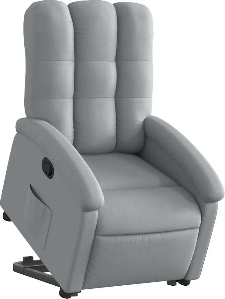 Zvedací polohovací křeslo světle šedé textil 3204092