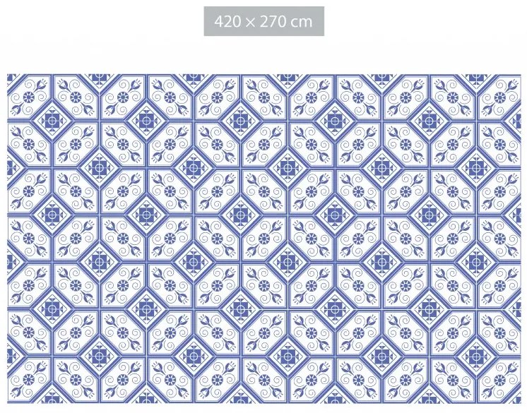 wall1 obrazová tapeta kachličky modré portugalské Velikost: 150 × 270 cm