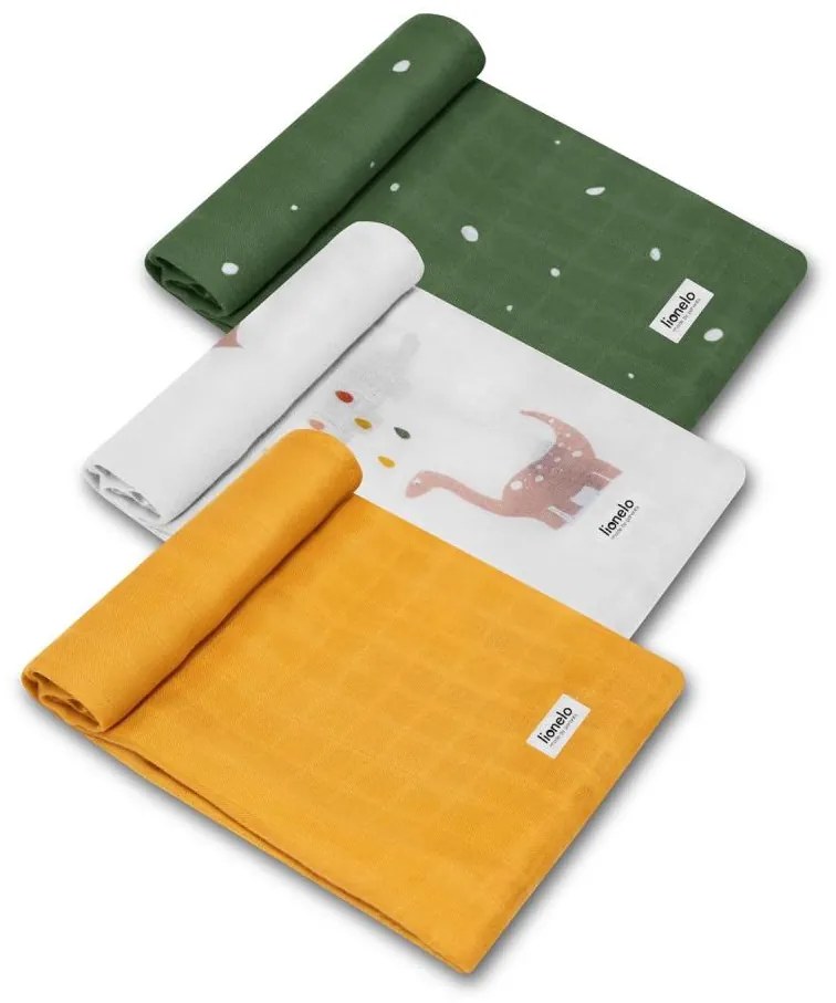 | Lionelo - SADA 3x Bambusová plena BAMBOO SET 70x70 cm Dino | 5903771701891