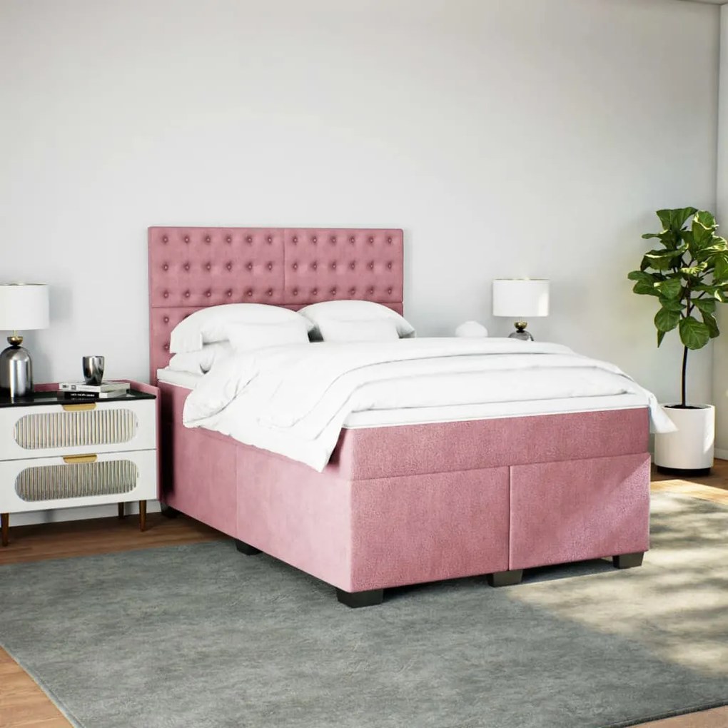 Box spring postel s matrací růžová 160x200 cm samet 3290971