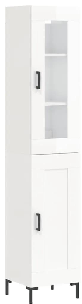 Skříň highboard bílá s vysokým leskem 34,5x34x180 cm kompozit,  3199491