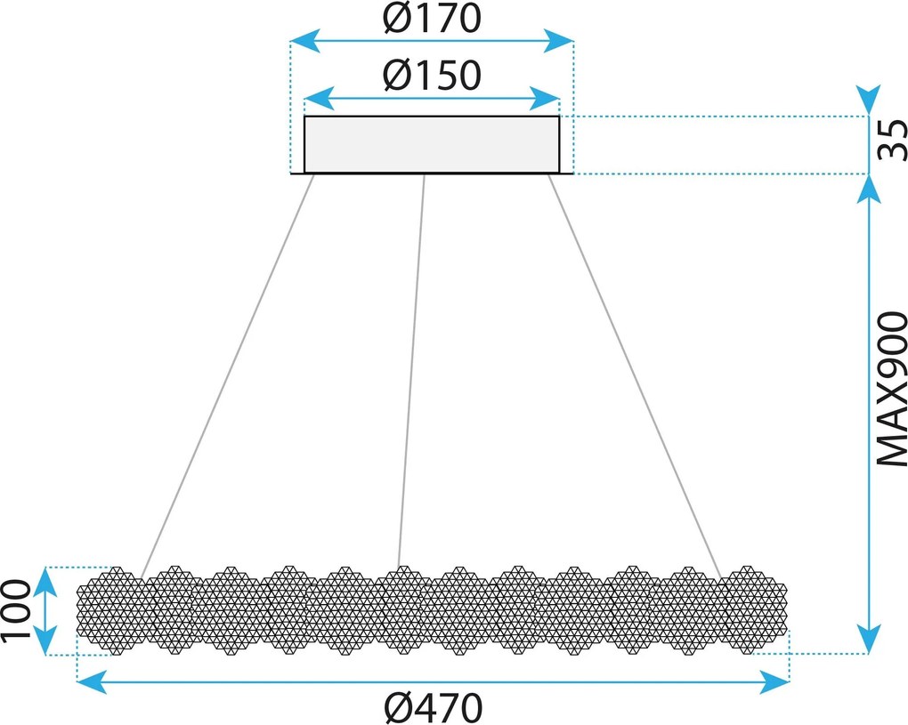Toolight Toolight, LED závěsné svítidlo 47cm, 36W, 4000K, MS016-CP, chromová, OSW-09628