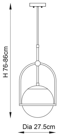 Endon 90844 - Lustr na tyči ONTARIO 1xE27/10W/230V mosaz