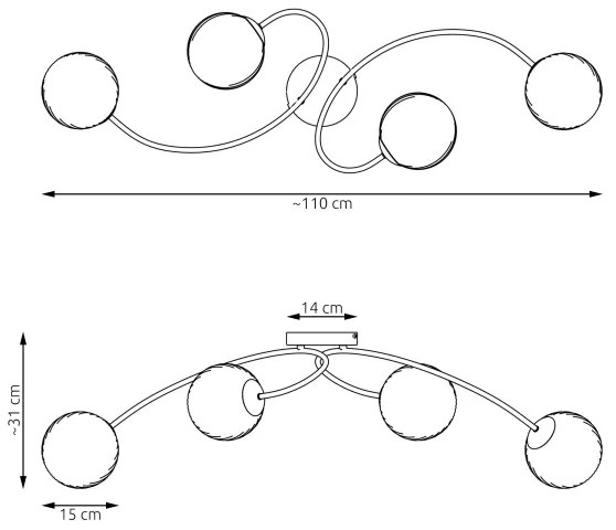 Přisazený lustr VIBRA 4xE14/10W/230V černá/bílá