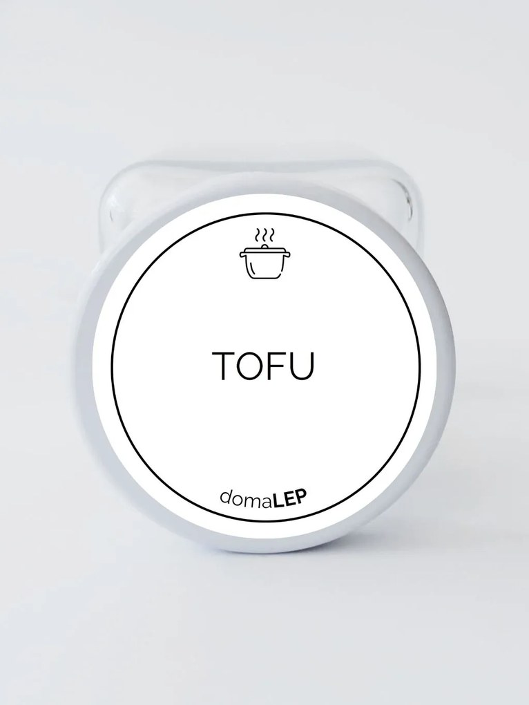 Samolepka na kořenky TOFU bílá 5 cm základní písmo