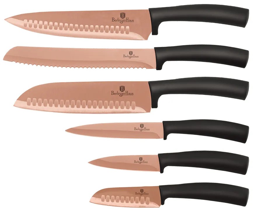 6dílná sada kuchyňských nerezových nožů ROSE GOLD 19700
