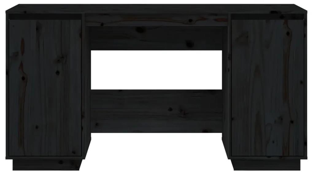 Psací stůl černý 140 x 50 x 75 cm masivní borové dřevo