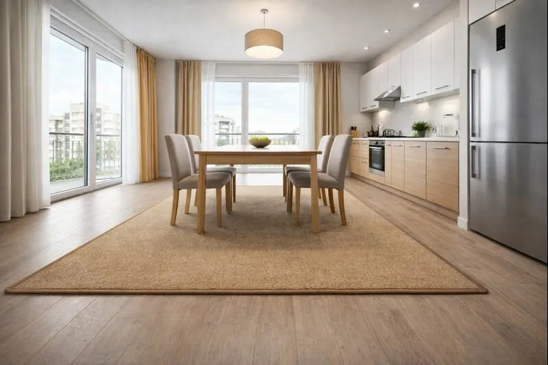 Vopi, Kusový koberec Eton béžový 70, 140x200, béžová, obývací pokoj