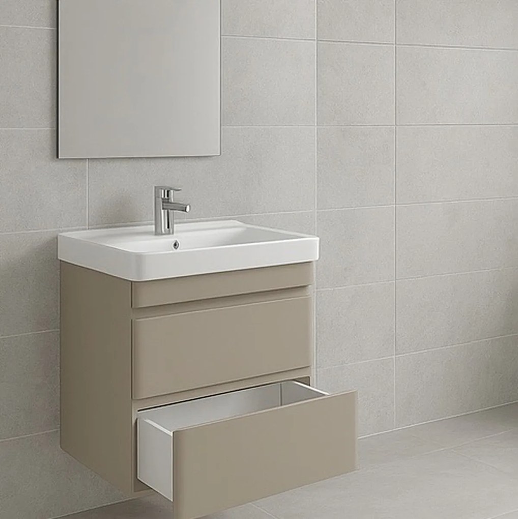 Kingsbath Vivace Mokko Air 80 závěsná koupelnová skříňka s keramickým umyvadlem