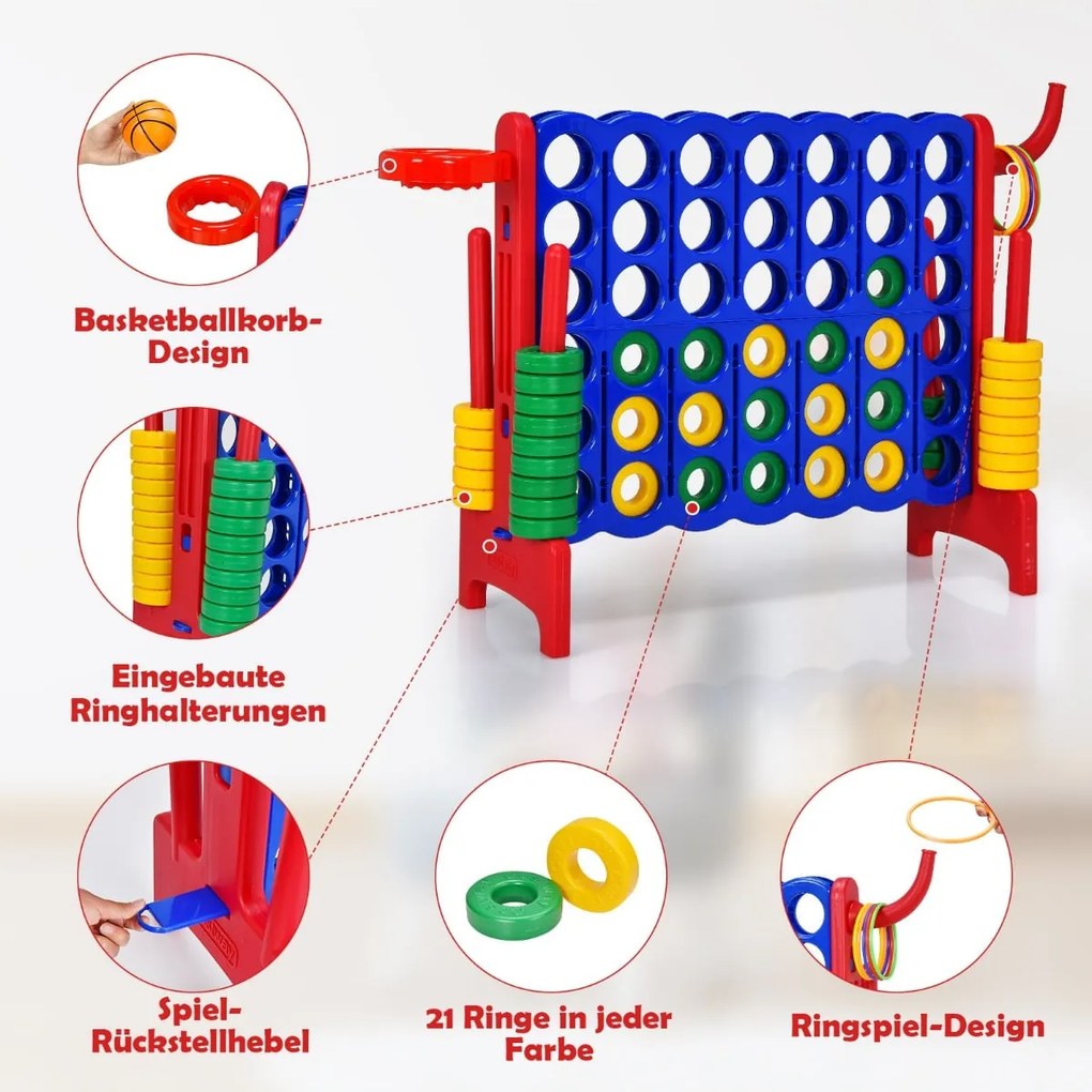 Costway Large 4-v-a-row Jumbo 4-in-a-rad set modrá + – 84 × 33 × 79 cm, červený