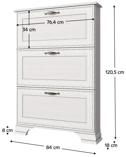 Botník (skříňka na boty) Tiffa 3K (woodline creme). 1075465