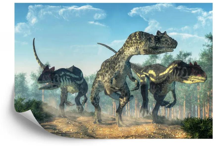 Fototapeta Tři Dinosauři V Lese Omyvatelný vlies 300x210