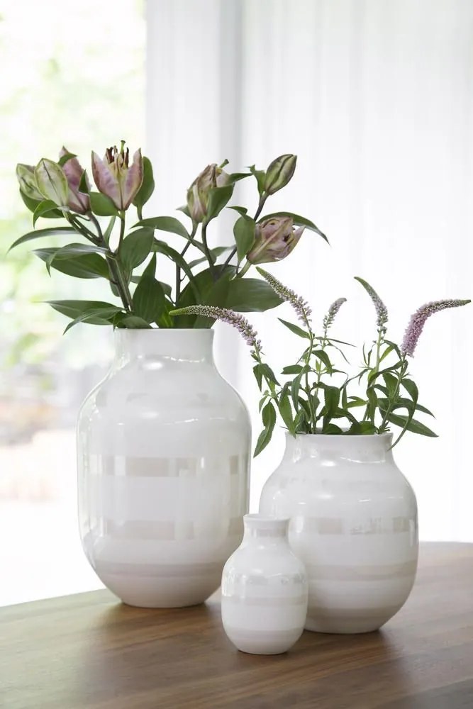 KÄHLER Keramická váza Omaggio Pearl 14 cm, bílá barva, krémová barva, keramika