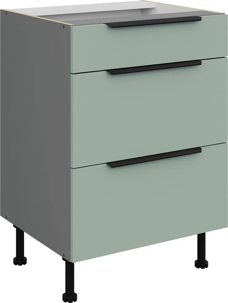 ARIA sa | dolní skříňka 60 D 3S zásuvková | 60 cm | PREMIUM BOX | antracit/aquamarine