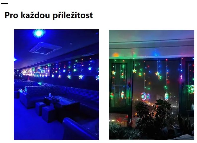 Vnitřní LED vánoční závěs - Hvězdička v náručí měsíce, 3m, 138 LED Barva: Studená bílá