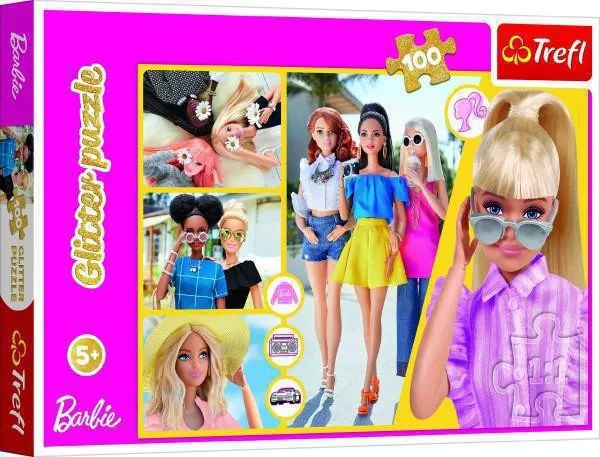 Trefl Puzzle Glitter Třpytivá Barbie 48x34 cm 100 dílků