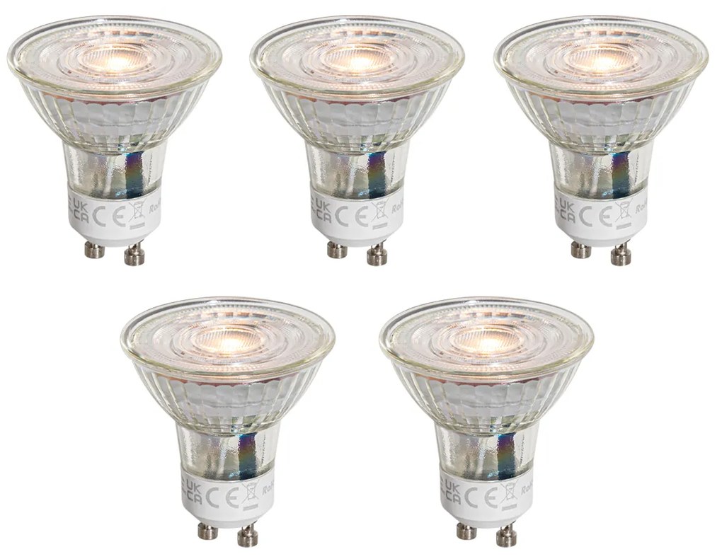 Sada 5 čirých LED žárovek GU10 50mm 4,5W 360 lm 2700K