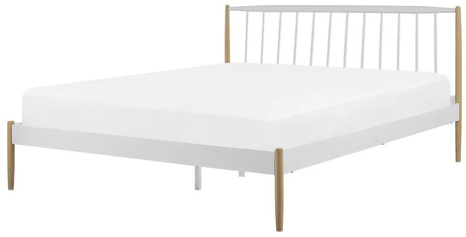Kovová postel 140 x 200 cm bílo hnědá MAURS