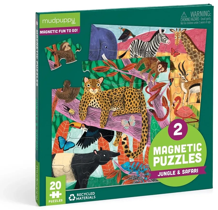 Mudpuppy Magnetické puzzle Safari a džungle 2x20 dílků