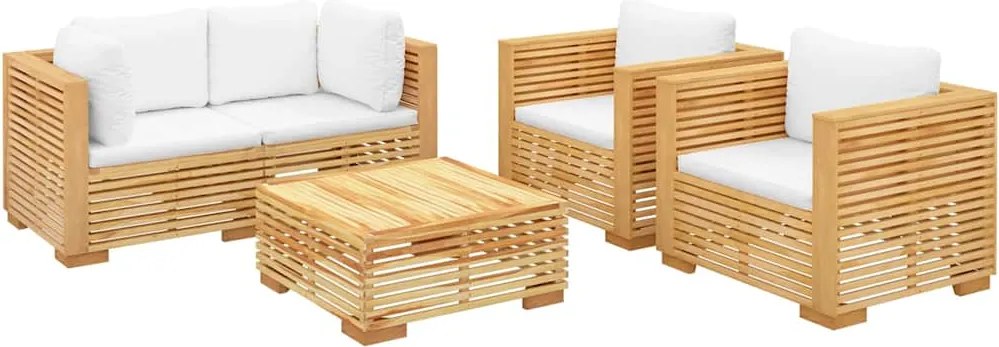 5dílná zahradní sedací souprava s poduškami masivní teak 3100869
