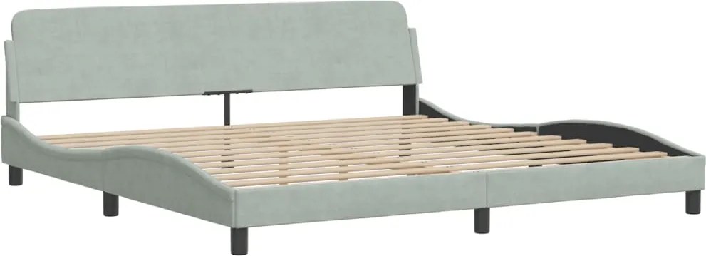 Postel s matrací Hanko světle šedá 200 x 200 cm samet 3208616