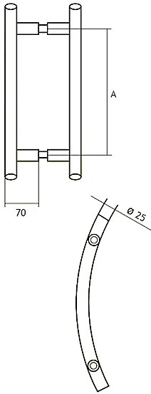 Madlo EUROLATON pro skleněné a dřevěné dveře - 89 (nerez), 300 mm