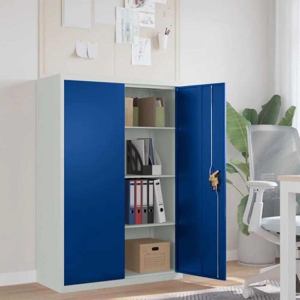Petromila Kancelářská skříň kovová 90 x 40 x 140 cm šedá a modrá
