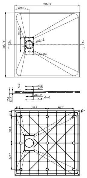 BPS-koupelny Čtvercový sprchový kout HYD-SK30B 90x90 černá/transparent + vanička HYD-SSV-JUKO bílá