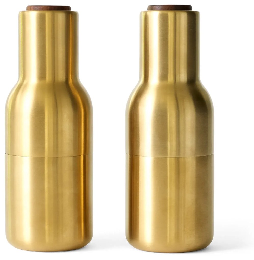 AUDO (MENU) Mlýnky na sůl a pepř Bottle, Brushed Brass, Walnut, set 2ks