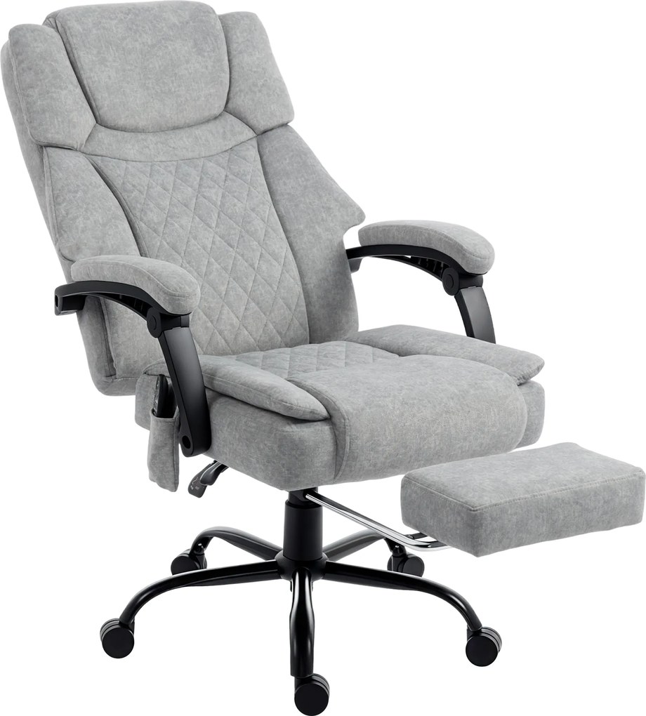 HOMCOM kancelářské křeslo s masáží — ergonomické polohovatelné vyhřívané manažerské křeslo se širokým sedákem, vzhled sametu, výškově nastavitelné, s…