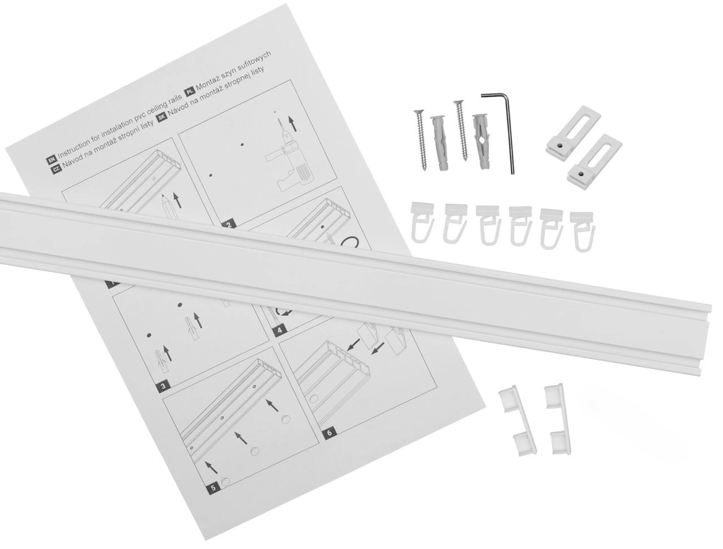 Dekodum Dvouřadá hliníková stropní kolejnicová garnýž bílá 200 cm