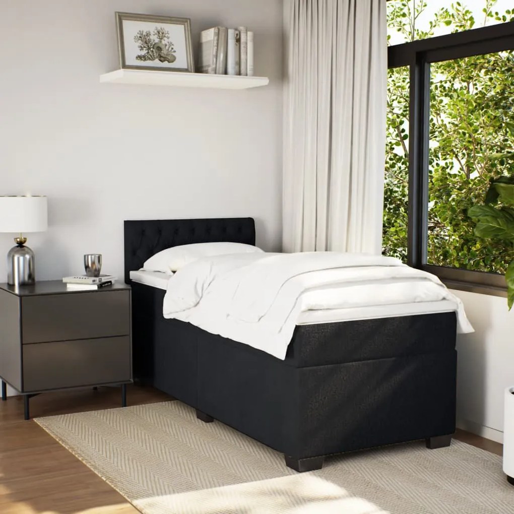 Box spring postel s matrací černá 80 x 200 cm samet 3288470