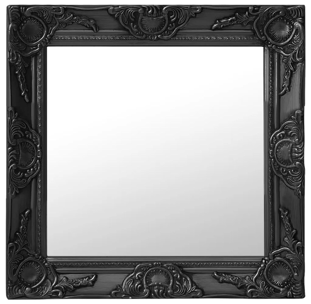 Nástěnné zrcadlo barokní styl 50 x 50 cm černé 320315