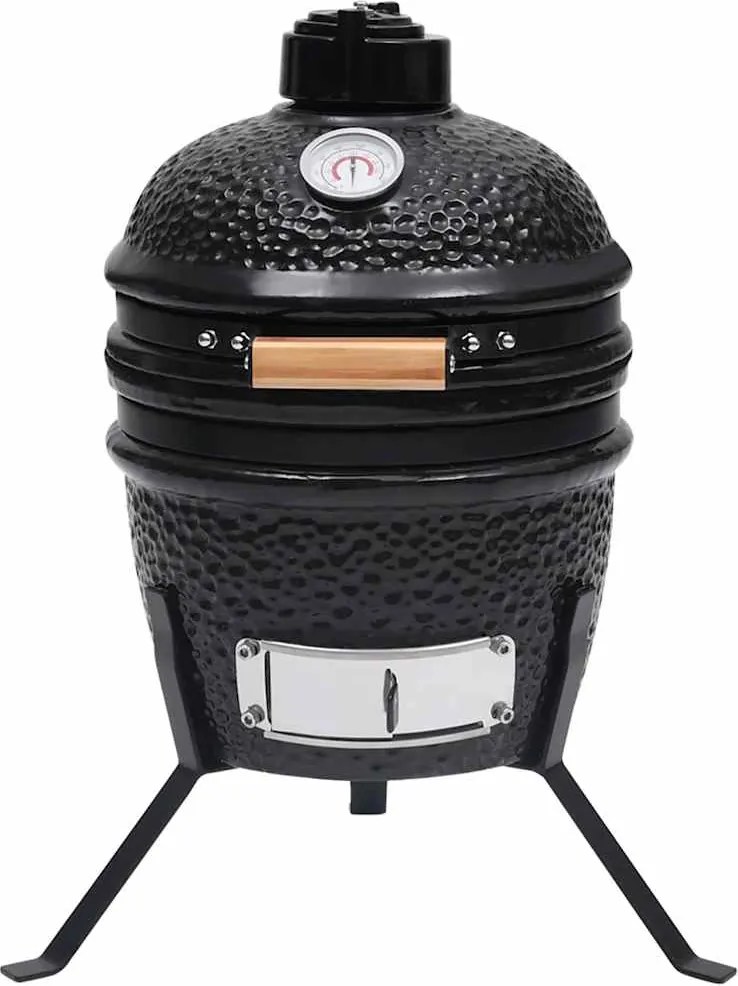 Zahradní gril a udírna 2 v 1 Kamado keramický 56 cm černý 316093