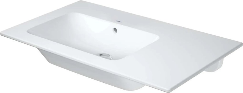 Duravit ME by Starck - Umyvadlo 83x49 cm, s přepadem, bez otvoru pro baterii, odkládací plocha vpravo, DuraShield, bílá 234583AA60