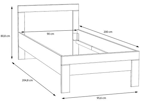 Jednolůžková postel SNOWIE 90x200 cm bílá