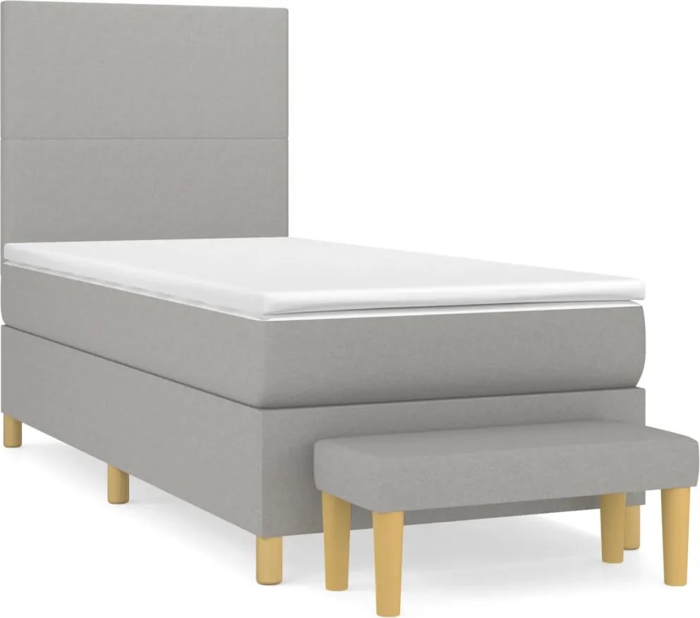 Box spring postel s matrací světle šedý 100 x 200 cm textil 3136973