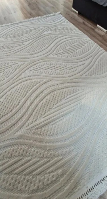 HU Krémově béžový moderní koberec TWIST CREAM 31204A Rozměr: 60x100 cm