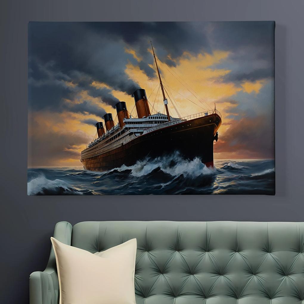 Obraz na plátně - Zaoceánský parník brázdí moře FeelHappy.cz Velikost obrazu: 120 x 80 cm