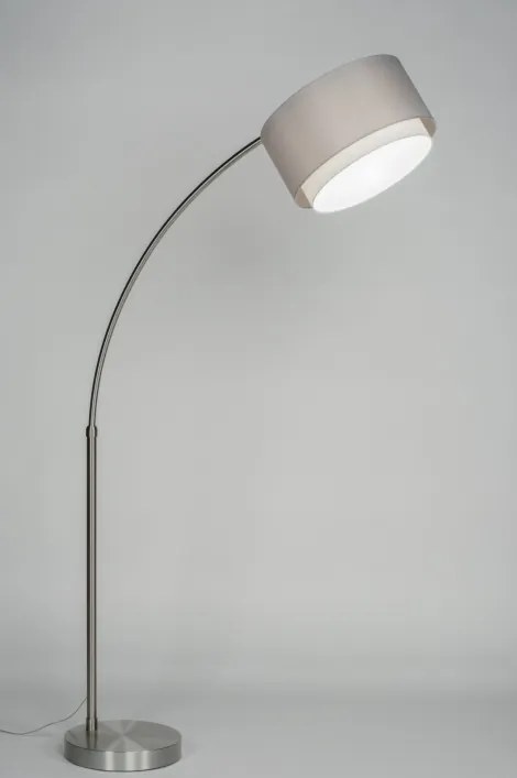 Stojací designová oblouková lampa Adamo Soffito Taupe Yersey