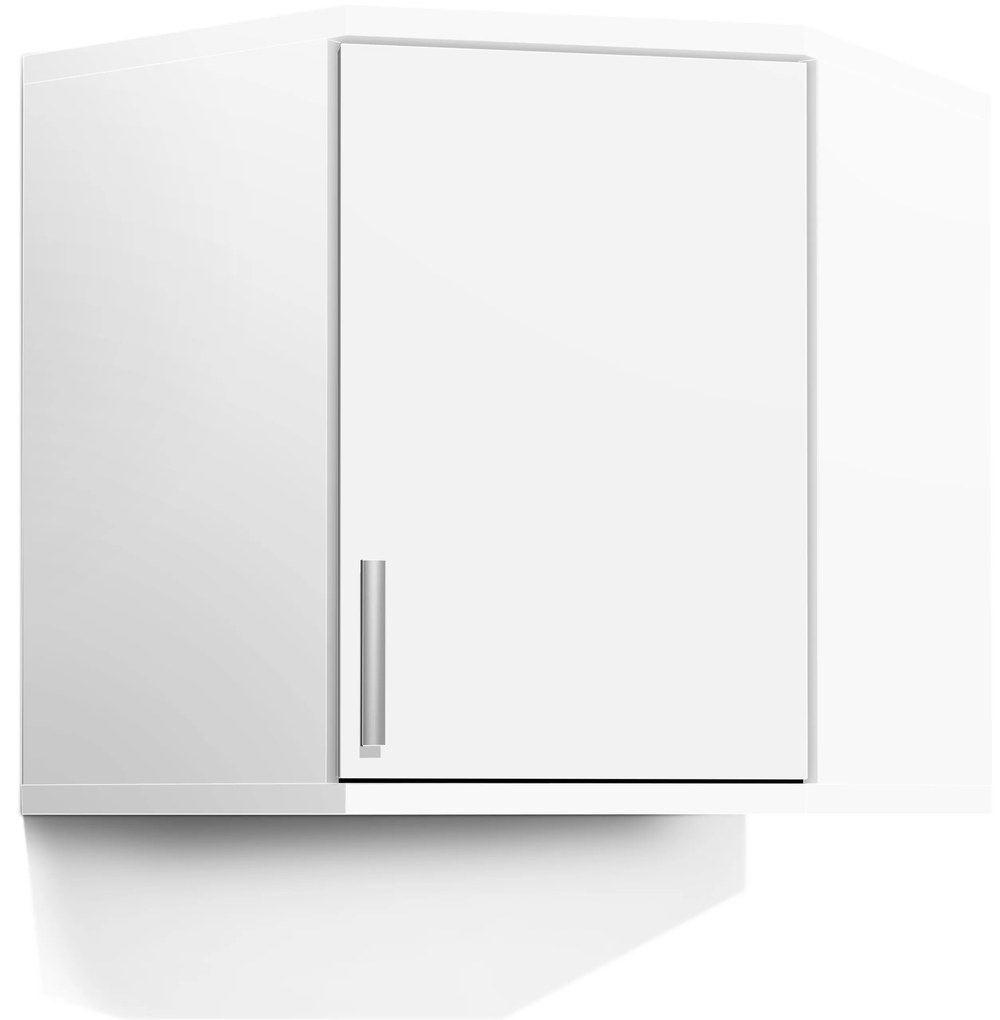 Nabytekmorava Koupelnová skříňka rohová závěsná K33 barva skříňky: bílá 113, barva dvířek: bílý lesk