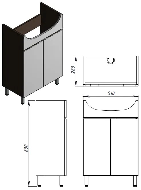 Lavedo Auriga 55 koupelnová skříňka s umyvadlem