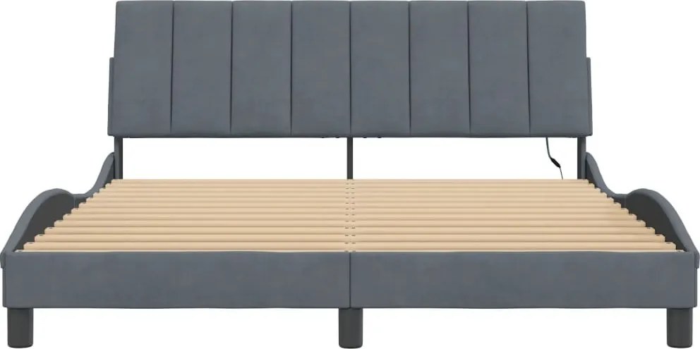 Rám postele s LED osvětlením bez matrace Hanko tmavě šedý 160 x 200 cm samet 3213788