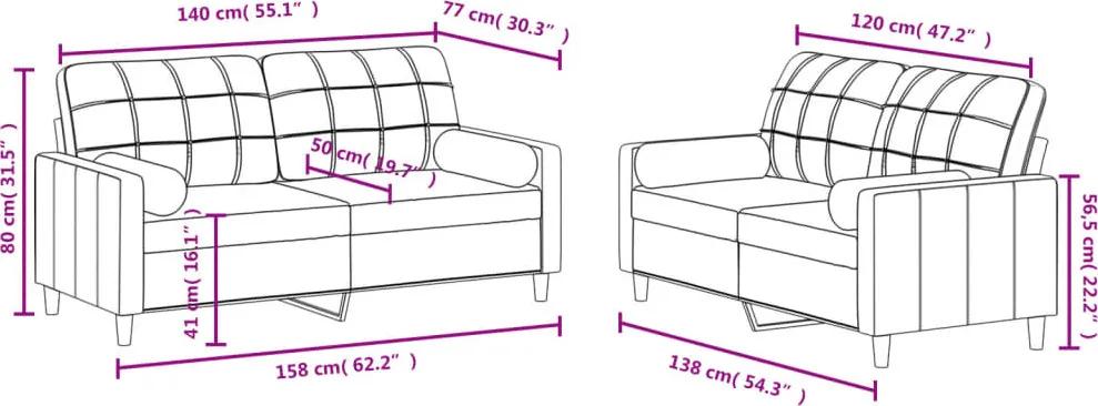 vidaXL 2dílná sedací souprava s polštáři textil [3201291] Barva: Černá