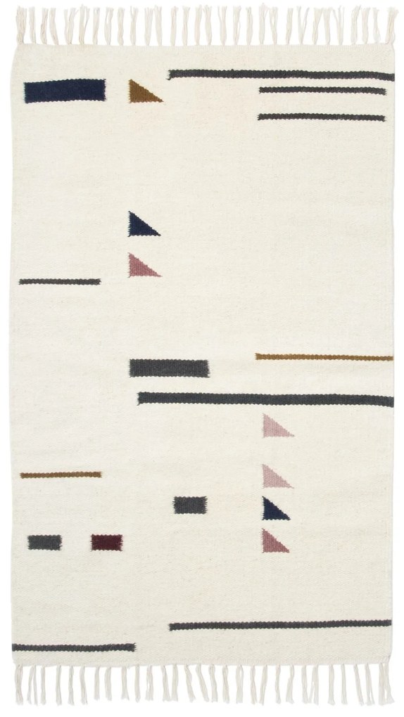 ferm LIVING Vlněný koberec Kelim Triangles S, multi barva, krémová barva, textil