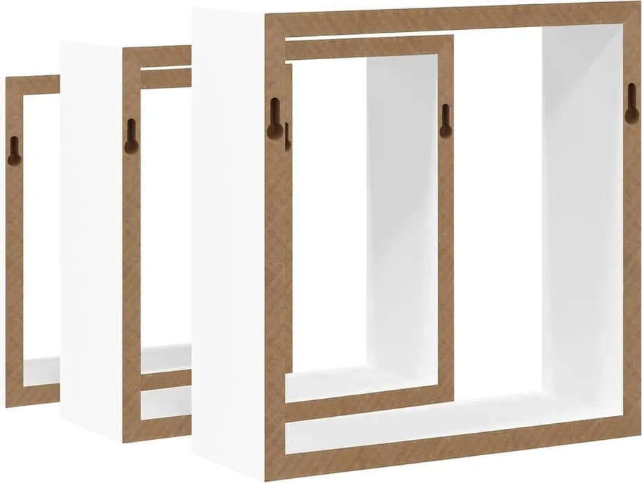 Nástěnné police kostky 3 ks bílé MDF 323949