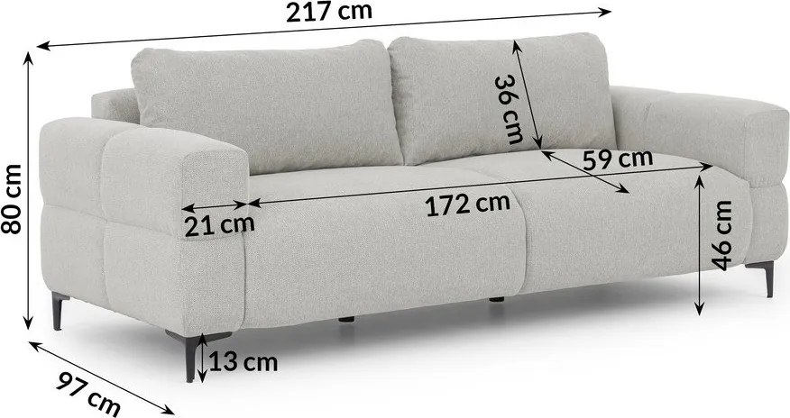 Světle šedá pohovka 217 cm Helio – Ropez