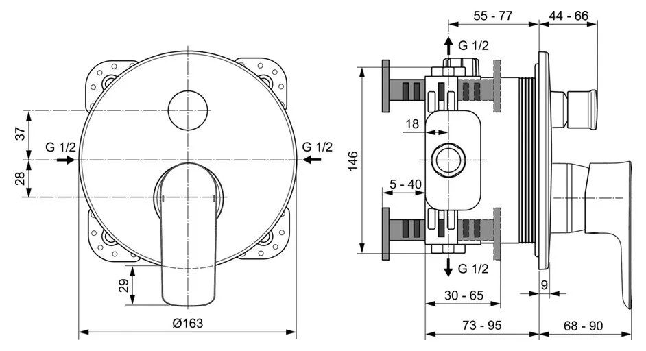 Ideal Standard Connect Air - podomítková vanová baterie A7035AA