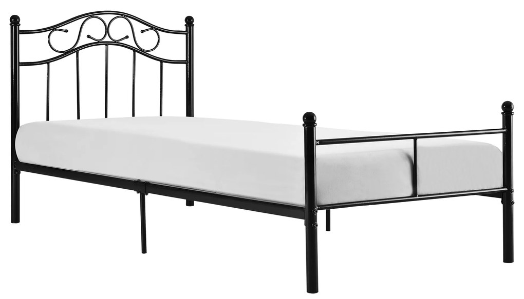 [en.casa]® Kovová postel HTMB-90B - 90 x 200 cm - černá