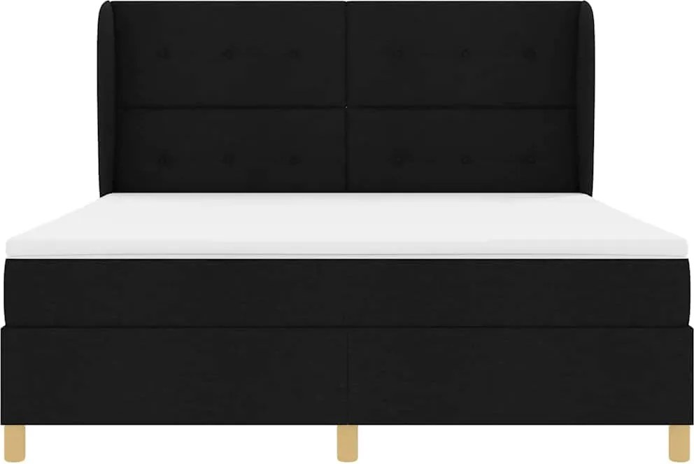 Postel s boxspringem s čelo Černý 200 x 180 cm textil 3340769